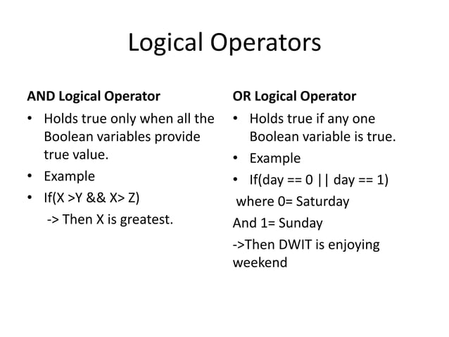 Presentation on Logical Operators | PPTX