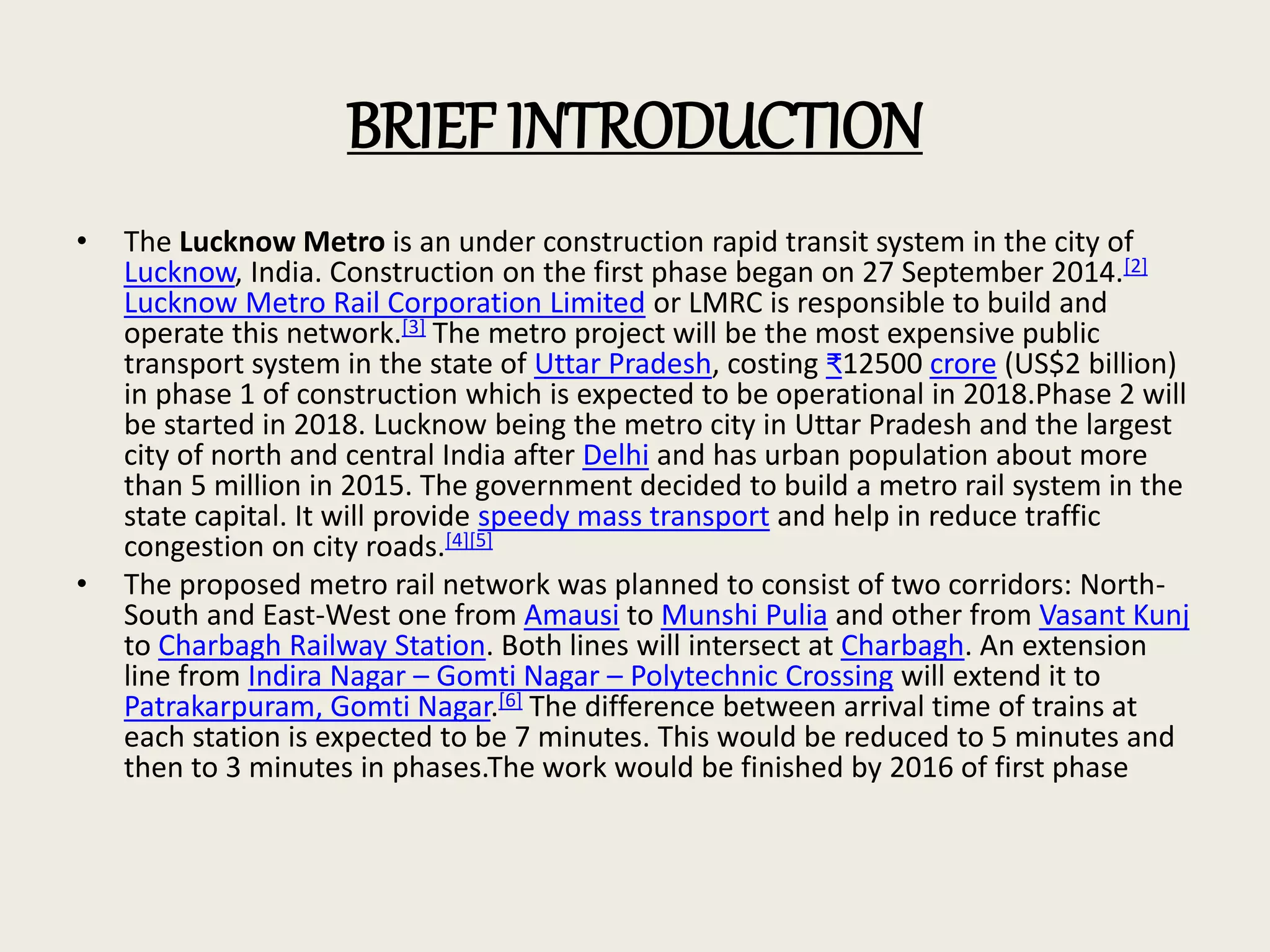 lucknow metro ppt | PPTX
