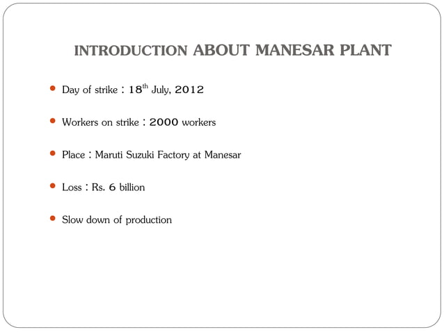 Maruti Suzuki Labour Unrest at Manesar Plant | PPT