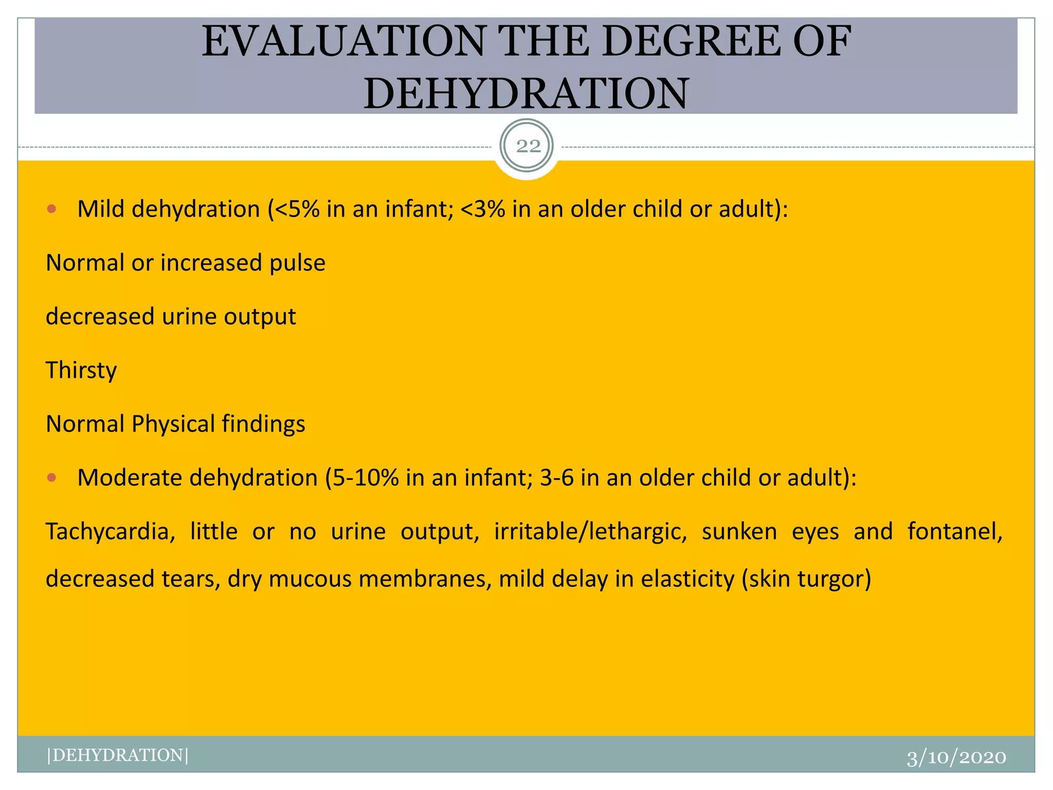 Presentation on "DEHYDRATION" | PPTX | First Aid | Injuries