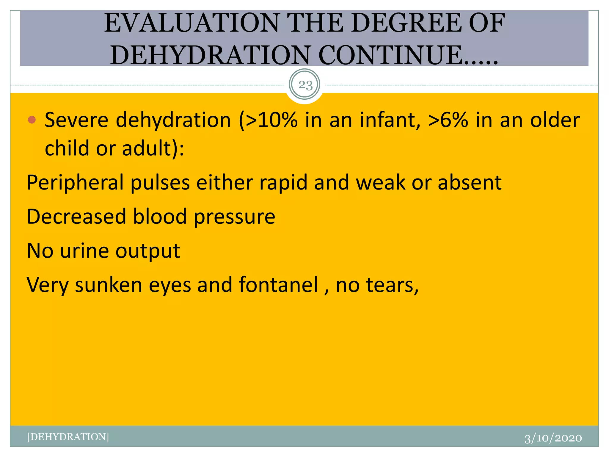 Presentation on "DEHYDRATION" | PPTX