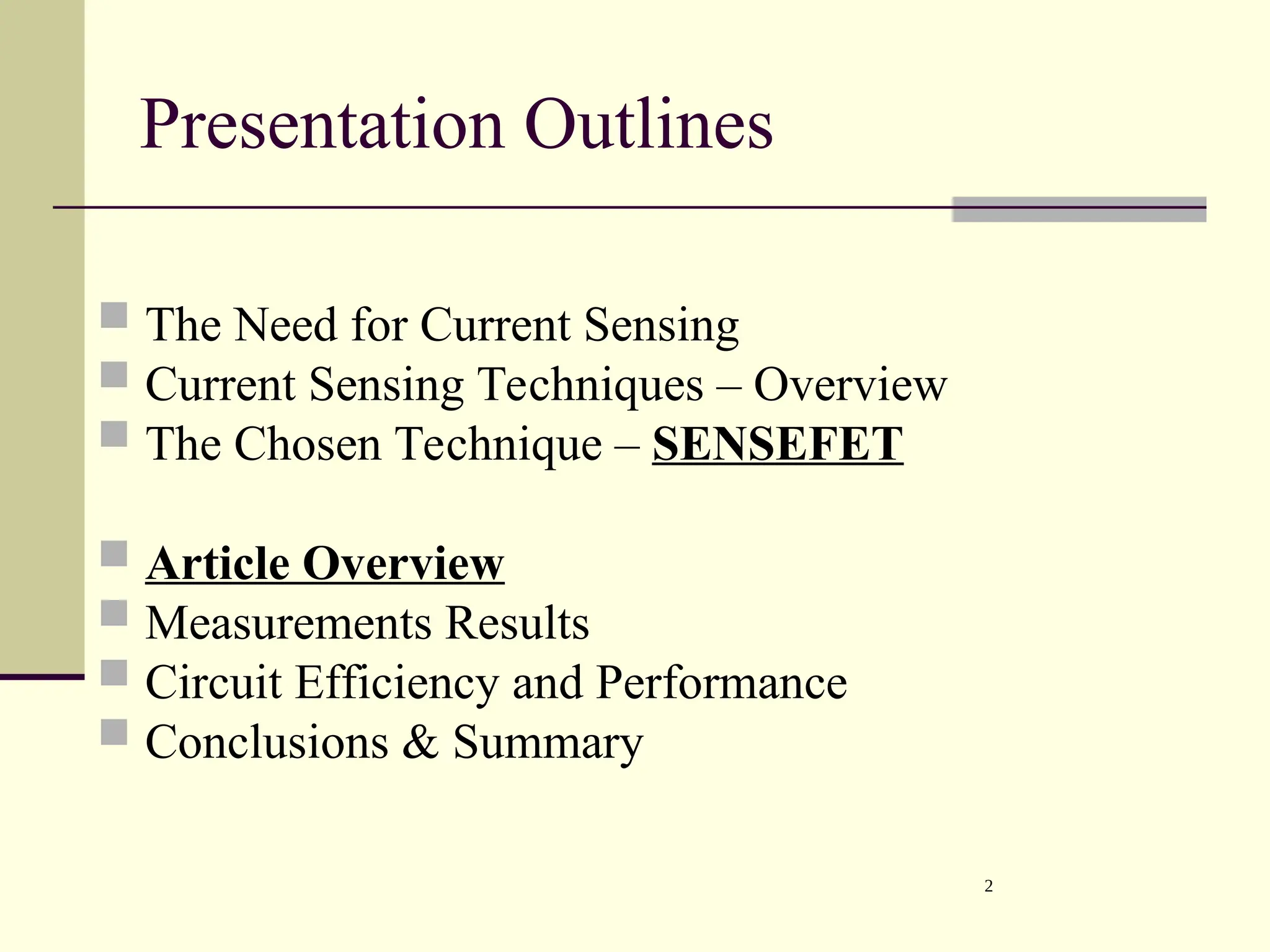Presentation_ON-CHIP CURRENT SENSING TECHNIQUE FOR CMOS MONOLITHIC ...