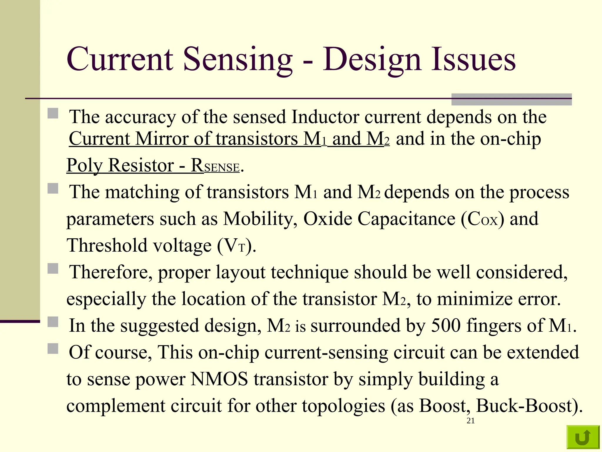 Presentation_ON-CHIP CURRENT SENSING TECHNIQUE FOR CMOS MONOLITHIC ...