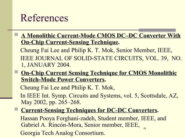 Presentation_ON-CHIP CURRENT SENSING TECHNIQUE FOR CMOS MONOLITHIC ...