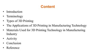 Presentation on 3D Printing.pptx presentation | PPTX