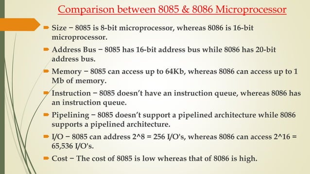 Presentation on 8086 microprocessor | PPTX | Operating Systems | Computer Software and Applications