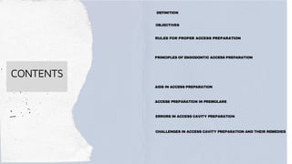 Presentation on Access Cavity Preparation in Premolars (Maxillary and ...