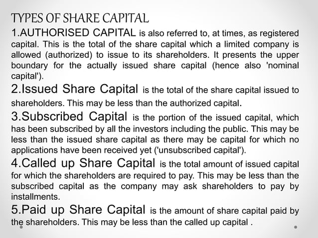 Presentation on Types and Accouting Treatment of Share Capital | PPT