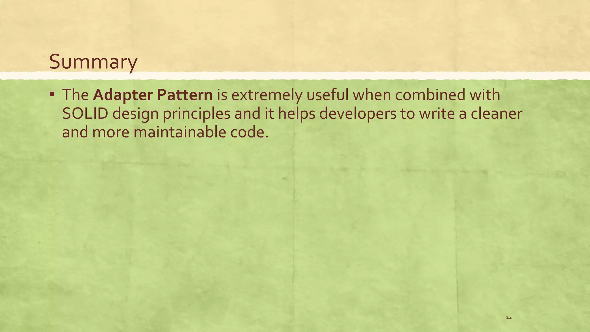 Presentation on adapter pattern | PPTX