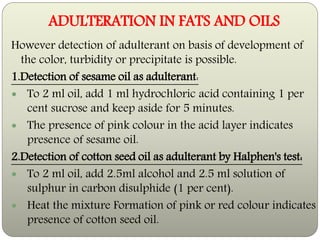 Presentation on adulteration in fats and oils manoj | PPTX
