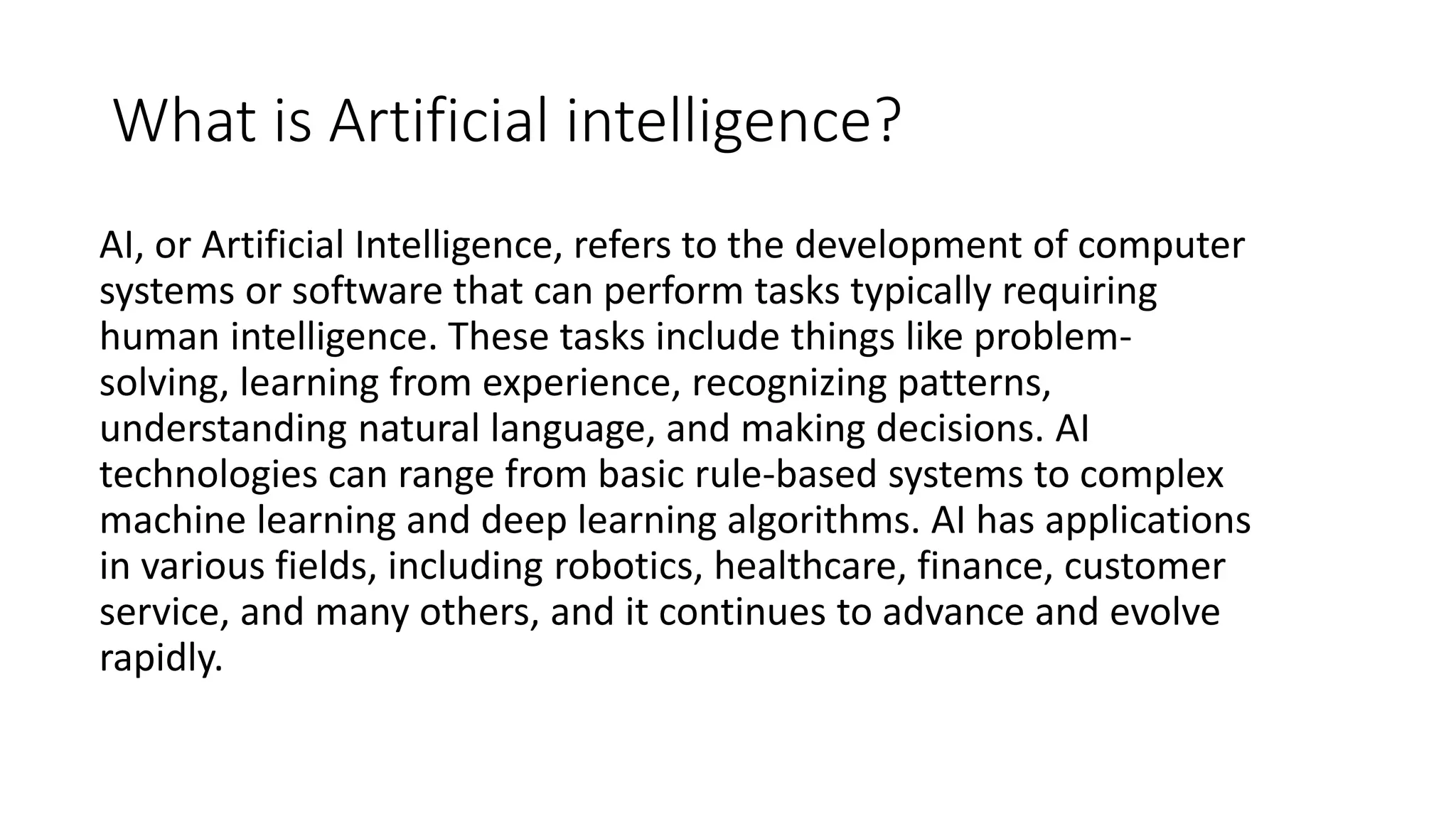 Presentation On Aipptx Introduction Of Artificial Intelligence Pptx
