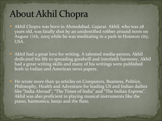 Presentation on akhil chopra | PPT