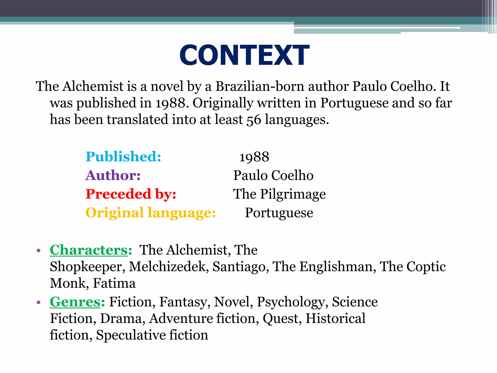 Presentation on alchemist novel | PPTX