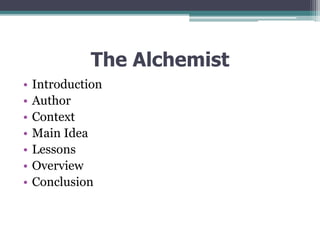 Presentation on alchemist novel | PPTX