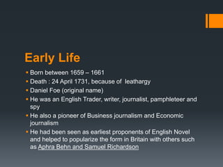 Presentation on Alexander Pope and Daniel Defoe | PPTX