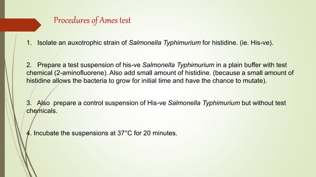 Presentation on ames test | PPTX | Medical Tests | Medical Health