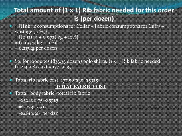 Presentation on analysis of costing of polo shirt | PPTX