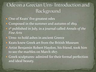 An Article on Keats' "Ode on a Grecian Urn" | PPT