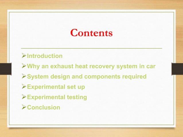 Presentation on an exhaust heat | PPT