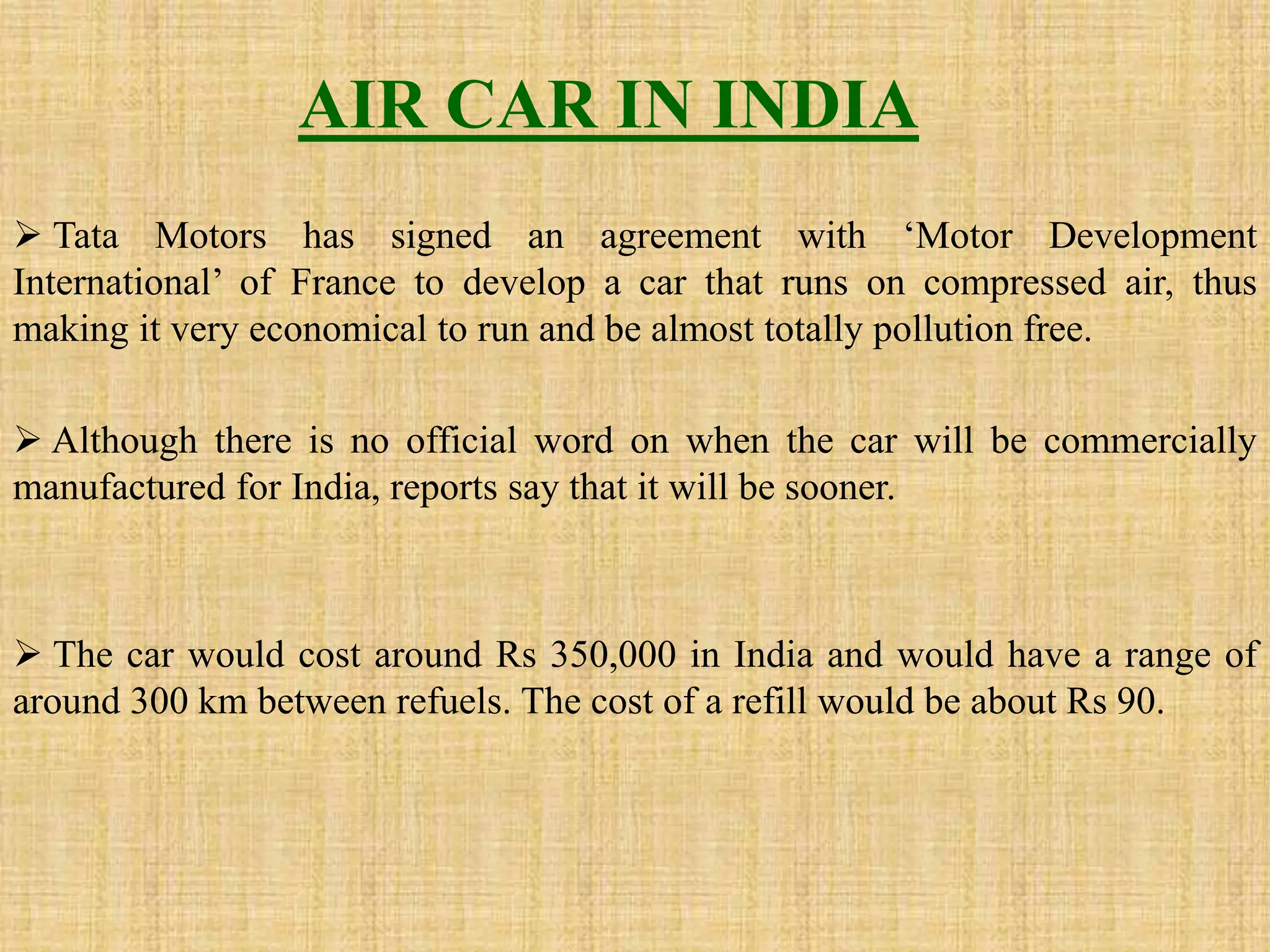 Presentation on Air Powered Vehicle | PPTX
