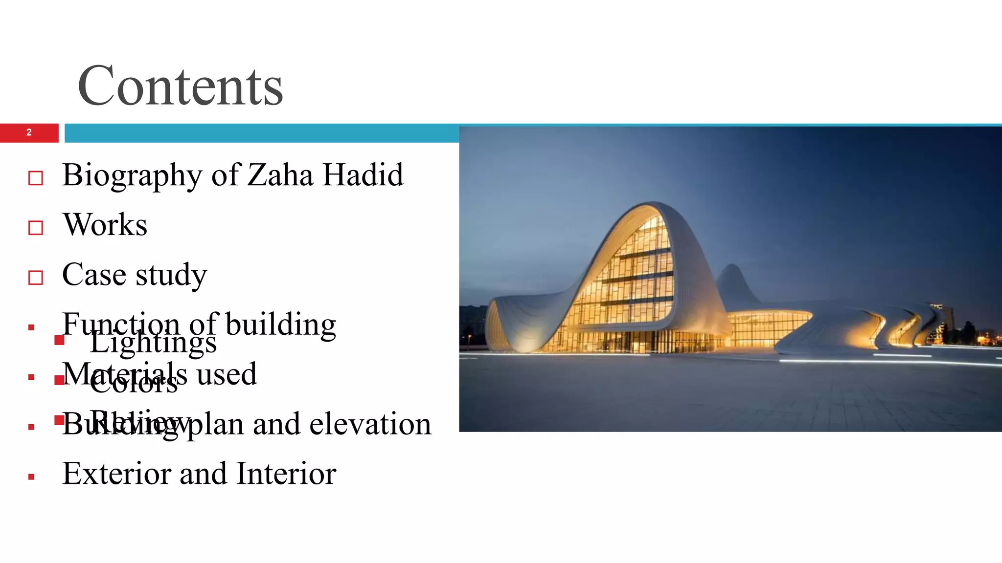 Presentation on architect zaha hadid and her work | PPTX