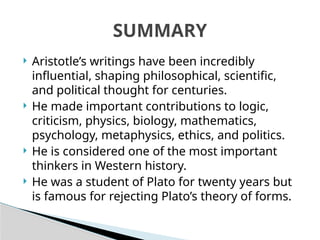Presentation on Aristotle (his philosophy & major works).pptx