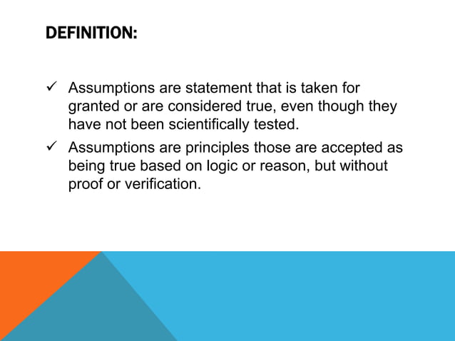 PRESENTATION ON Assumptions.pptx | Science
