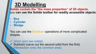 Presentation on AutoCAD.pptx | 3-D Graphics | Computer Software and Applications
