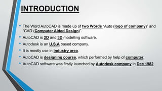 Presentation on AutoCAD.pptx | 3-D Graphics | Computer Software and ...