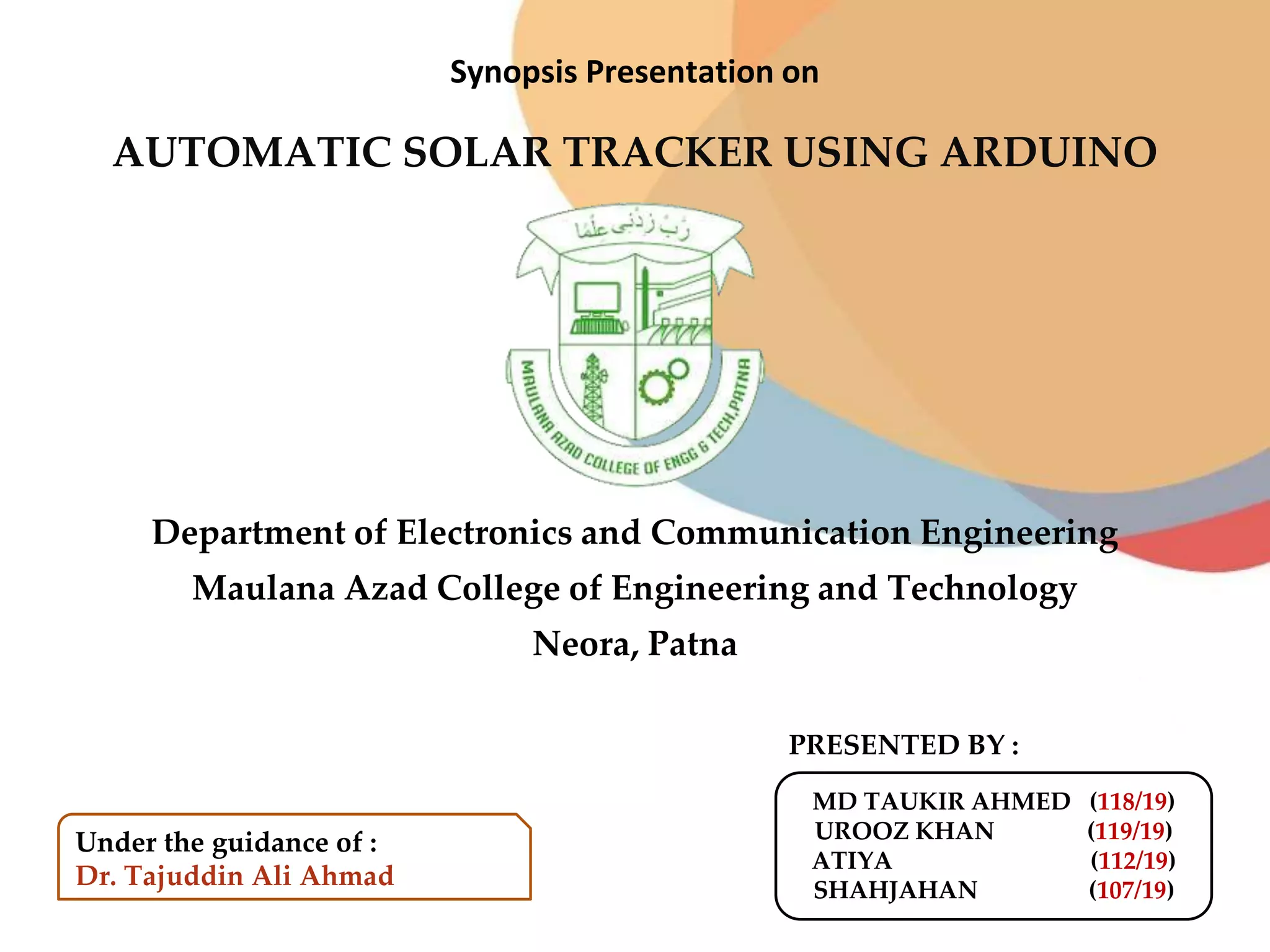 Arduino Based Automatic Solar Trackerpptx