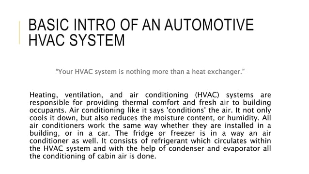 Presentation on automobile hvac system | PPTX