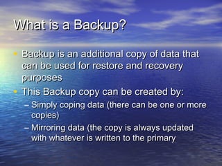 Presentation on backup and recoveryyyyyyyyyyyyy | PPT