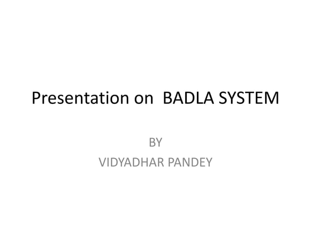 Presentation On Badla System | PPTX