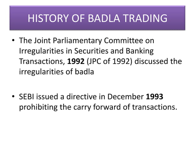 Presentation On Badla System | PPTX