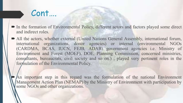 Presentation on bangladesh environmental policy (1992) | PPTX