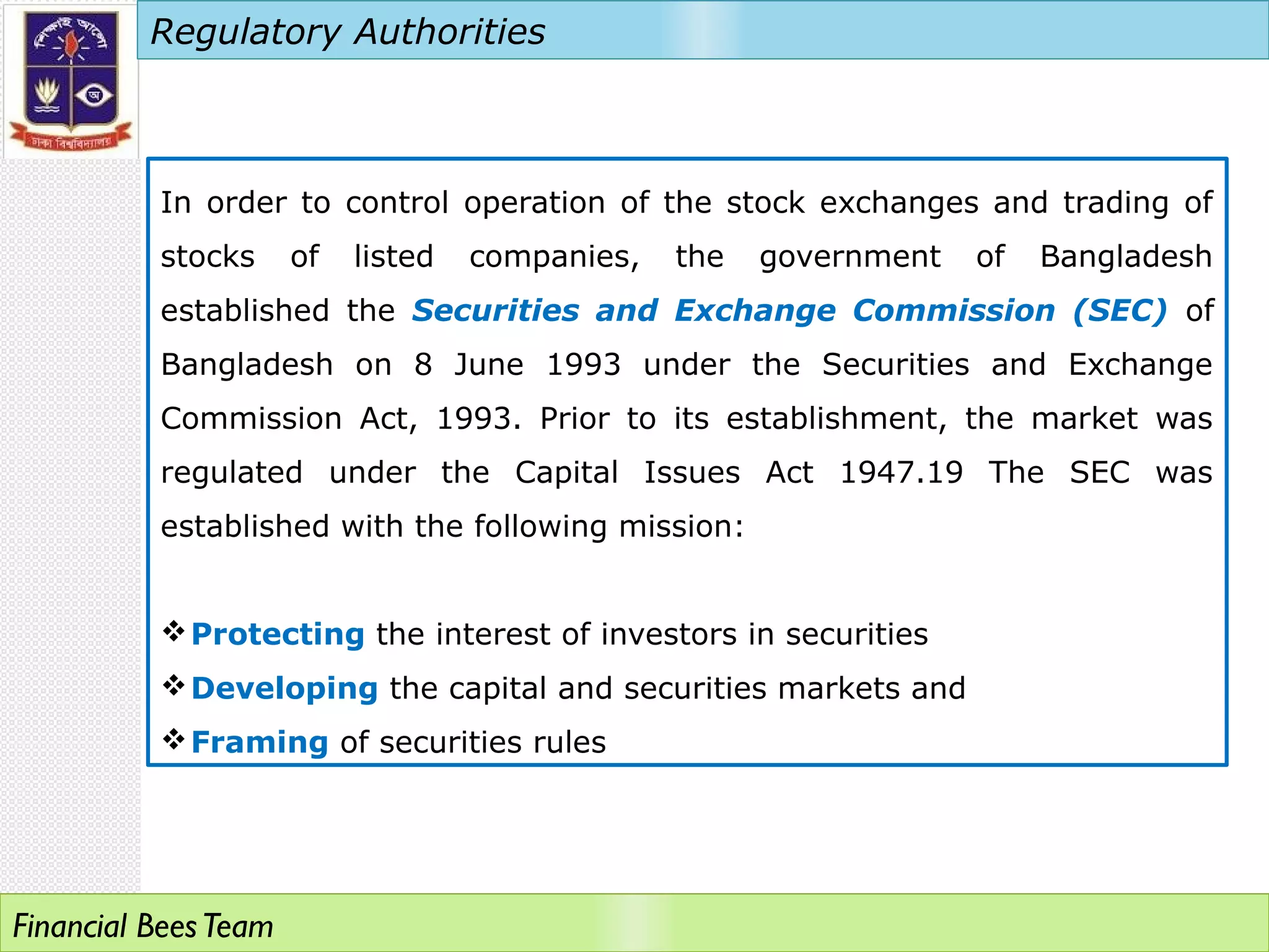 Presentation on bangladesh stock market | PPS
