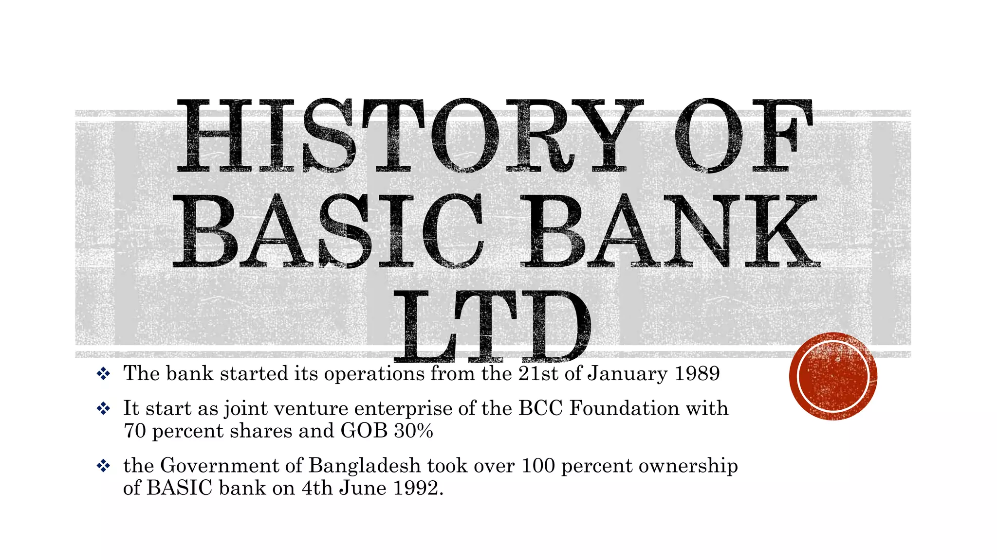 Presentation on Basic Bank | PPT