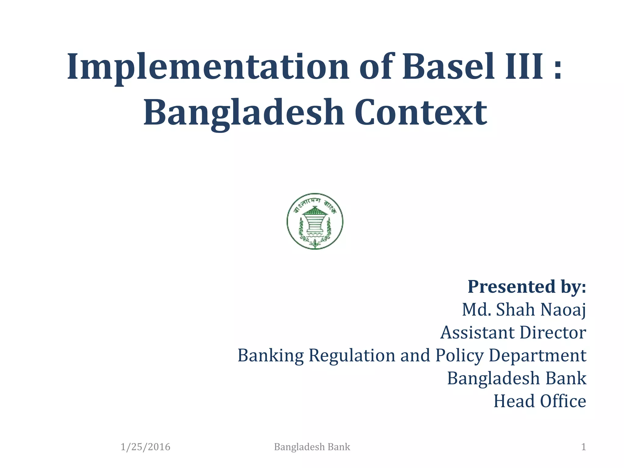 Basel III in context of Bangladesh | PPTX