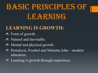 Presentation on Basic principles of learning and their implications | PDF