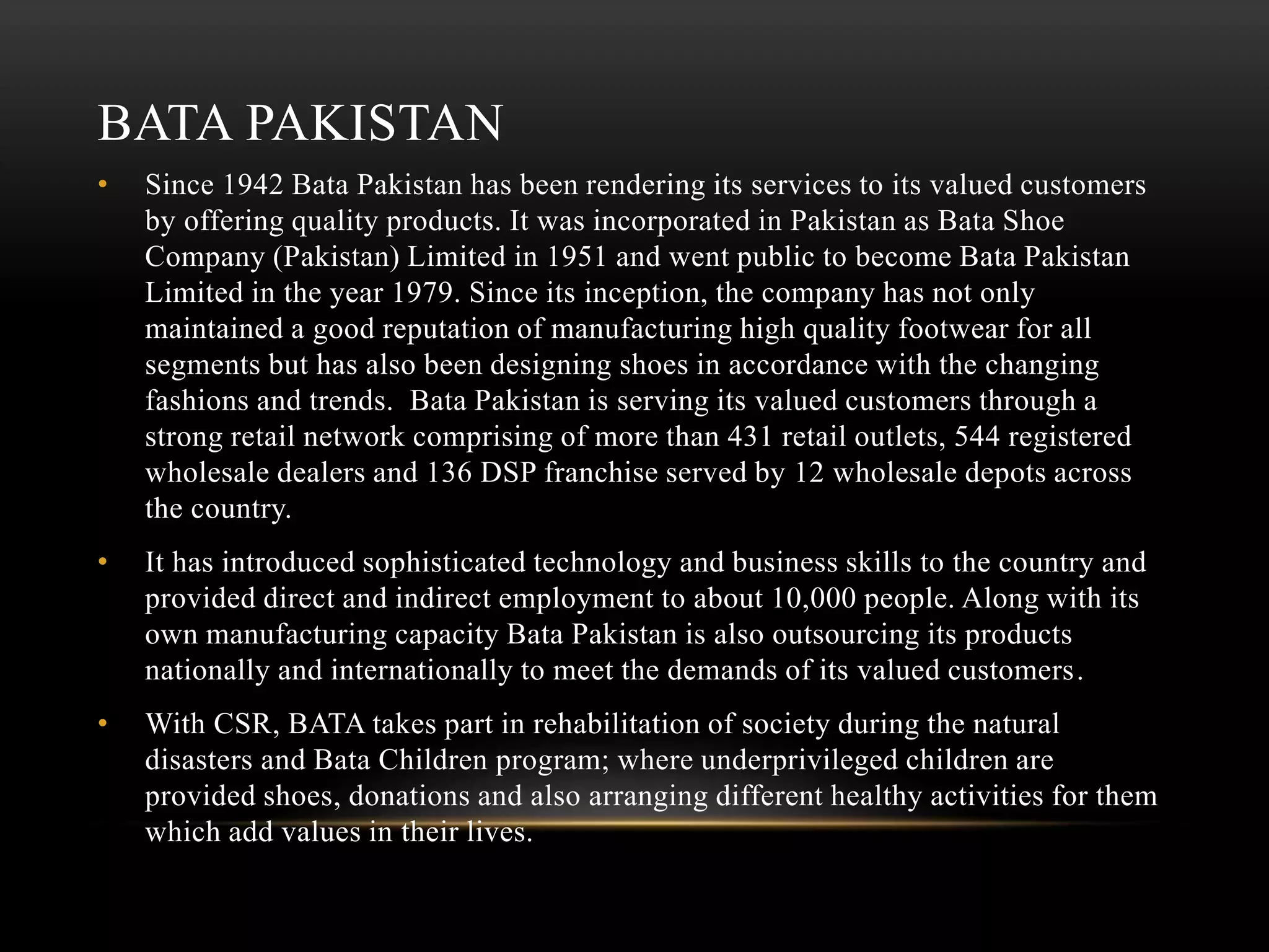 Presentation on Strategic Marketing of Bata pakistan | PPTX