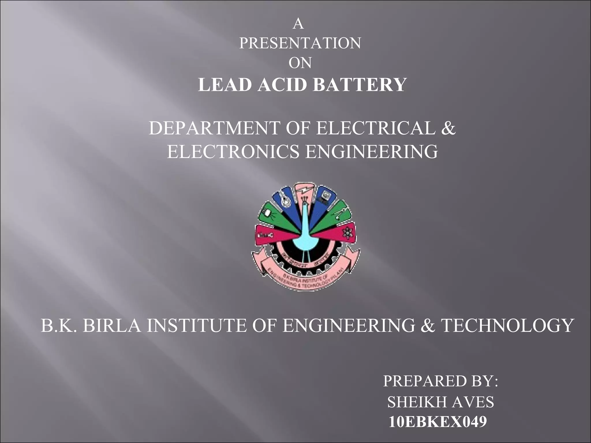 Presentation on battery | PPT