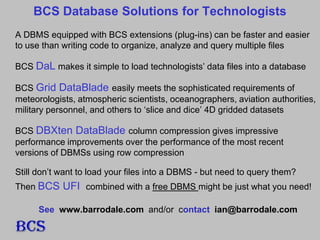 Presentation on BCS Database Products January 2011 | PPTX