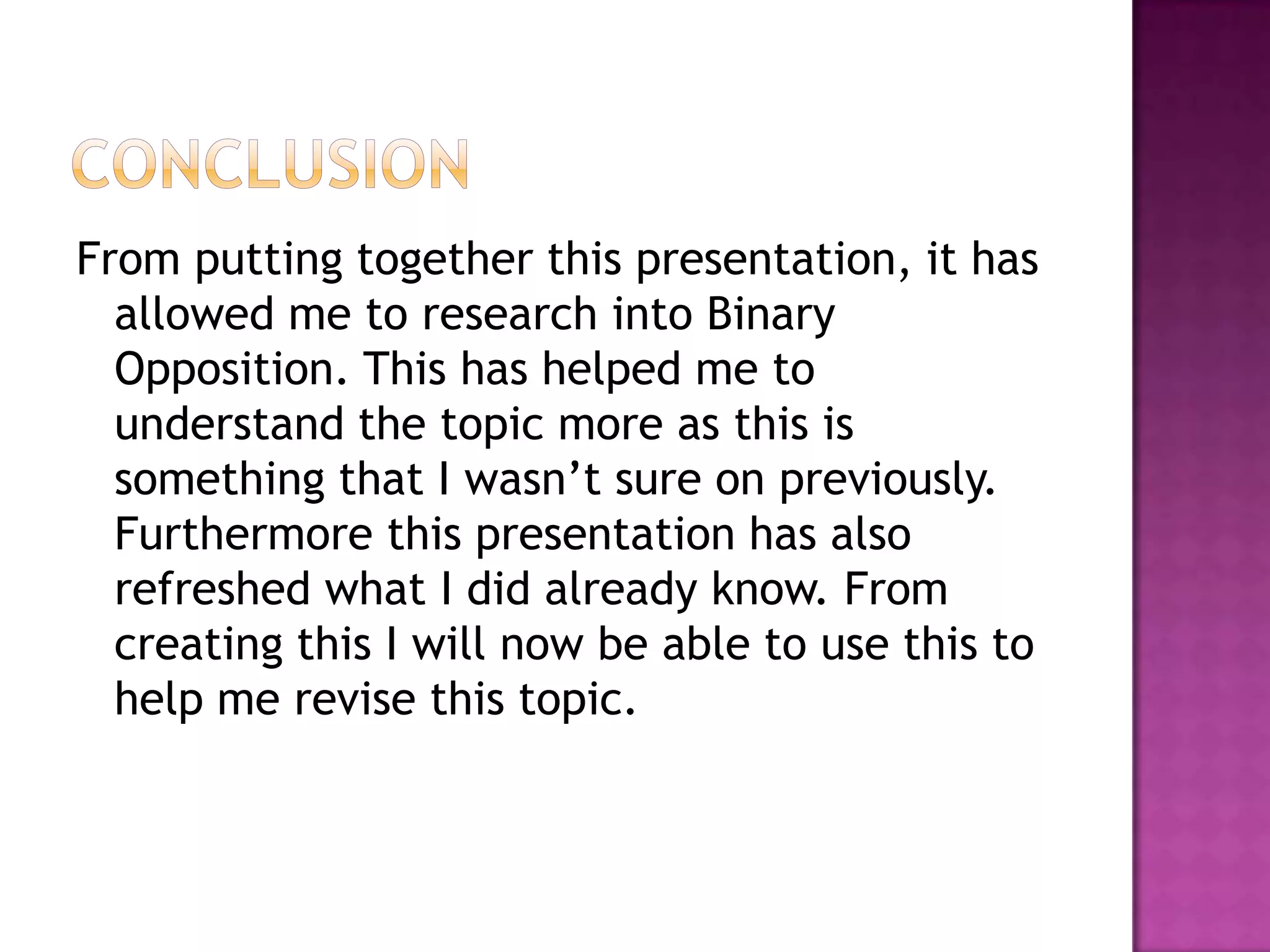 Presentation on binary opposition | PPT