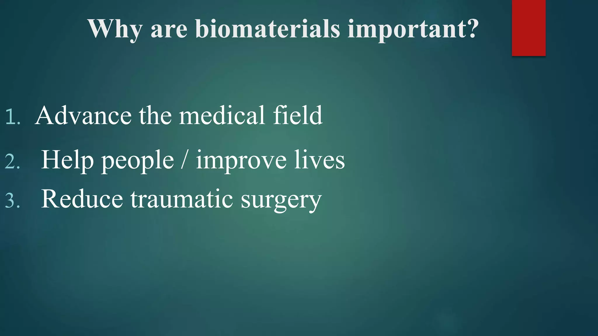Presentation on biomaterial | PPTX | Chemistry | Science