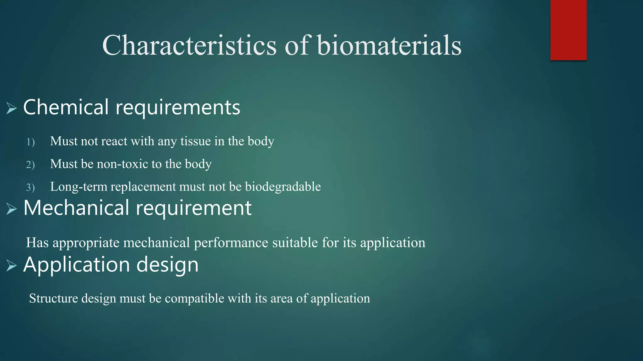 Presentation on biomaterial | PPTX | Chemistry | Science