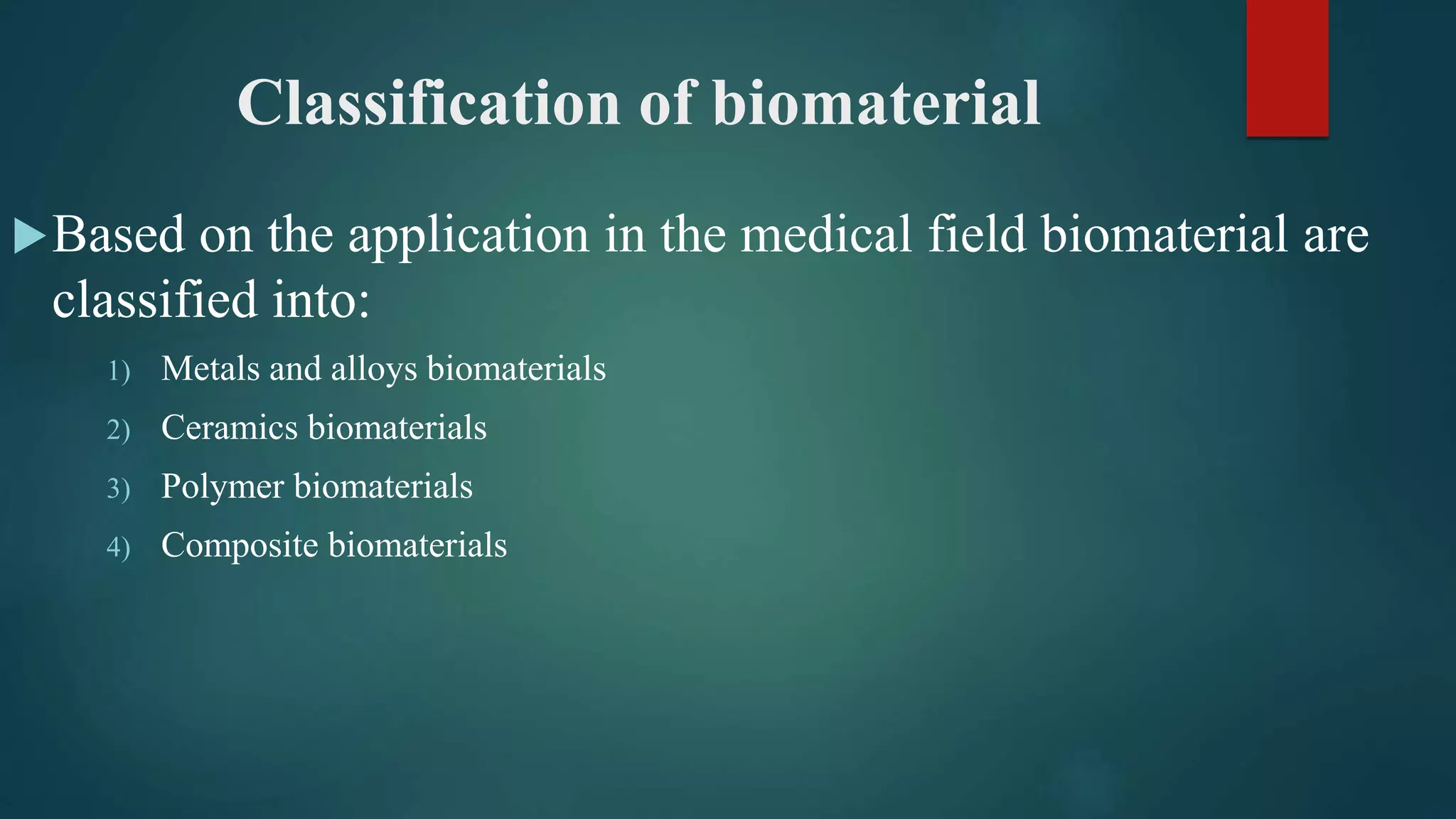 Presentation on biomaterial | PPTX | Chemistry | Science