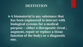 Presentation on biomaterial | PPTX | Chemistry | Science