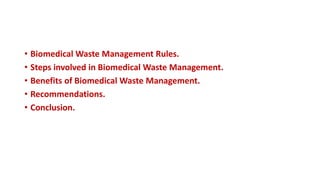Presentation on Biomedical waste Management.pptx | Infectious Diseases ...