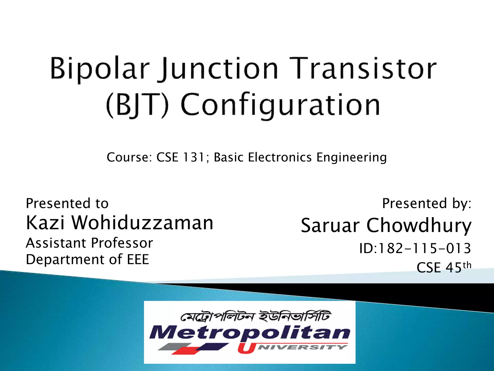 Presentation on bjt configuration | PPSX