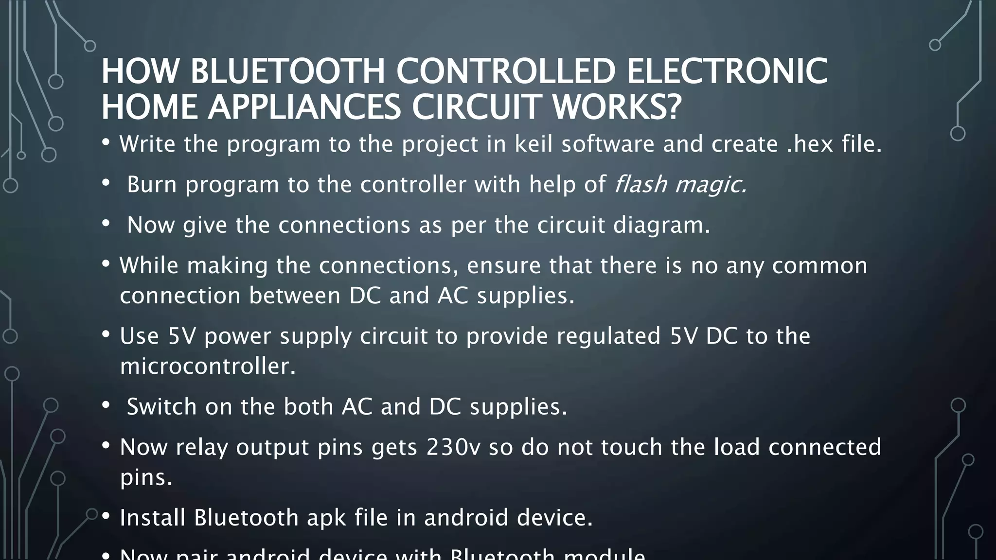 Presentation on bluetooth controlled electronic home appliances | PPTX